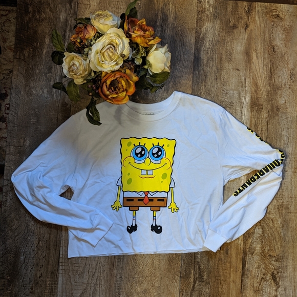 Tops | Spongebob Squarepants Cropped Long Sleeve Tshirt | Poshmark